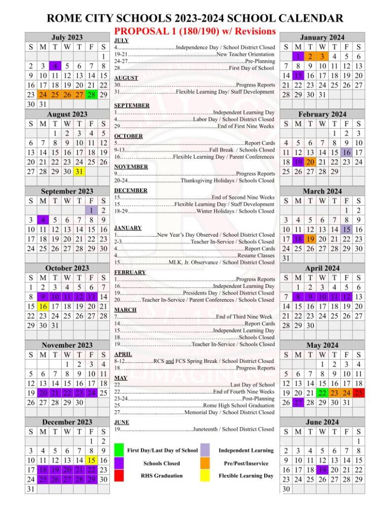 Rome International School Calendar 2023-2024 [Academic Year]