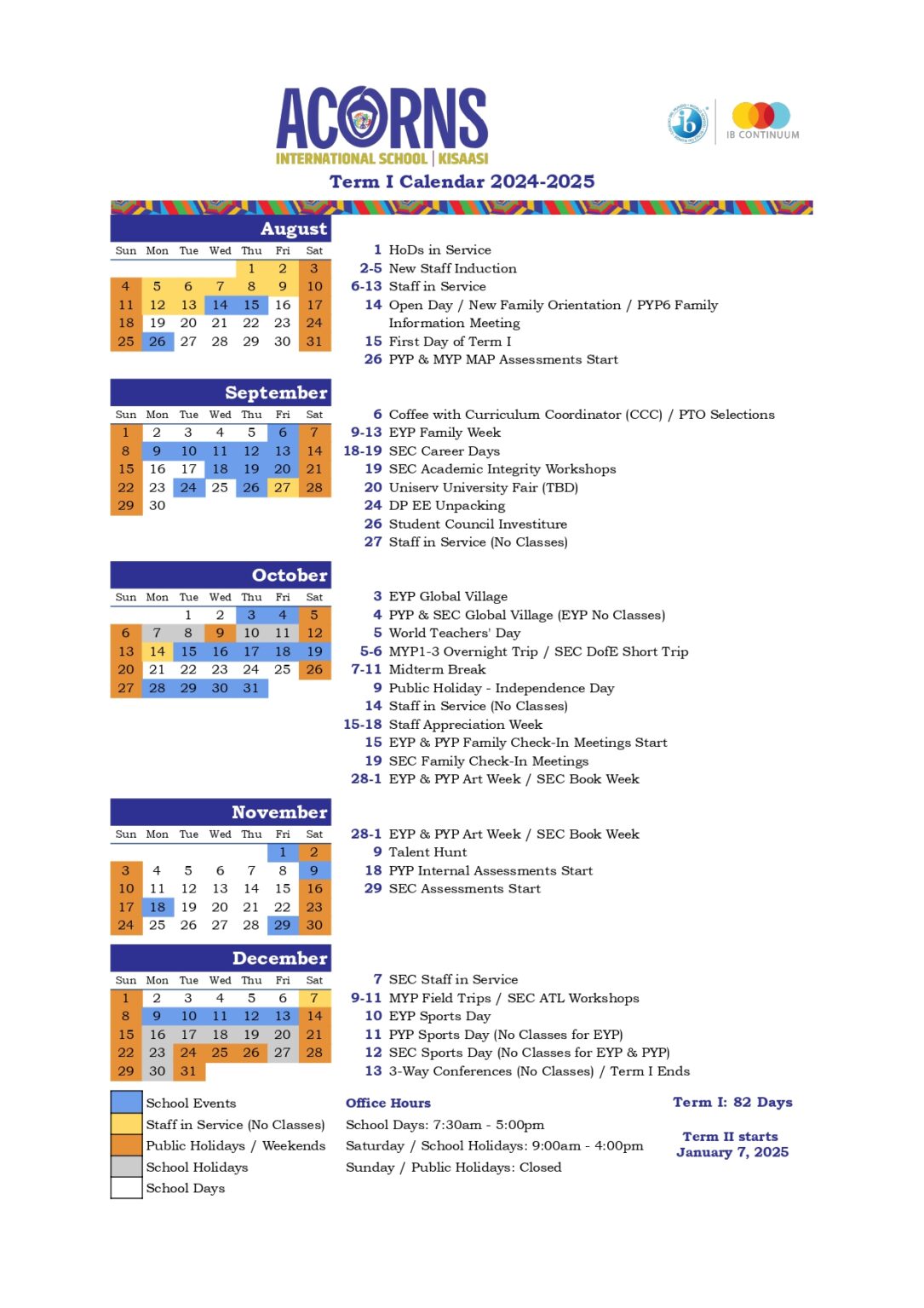 Acorns International School Calendar 2025-2026 [Academic]
