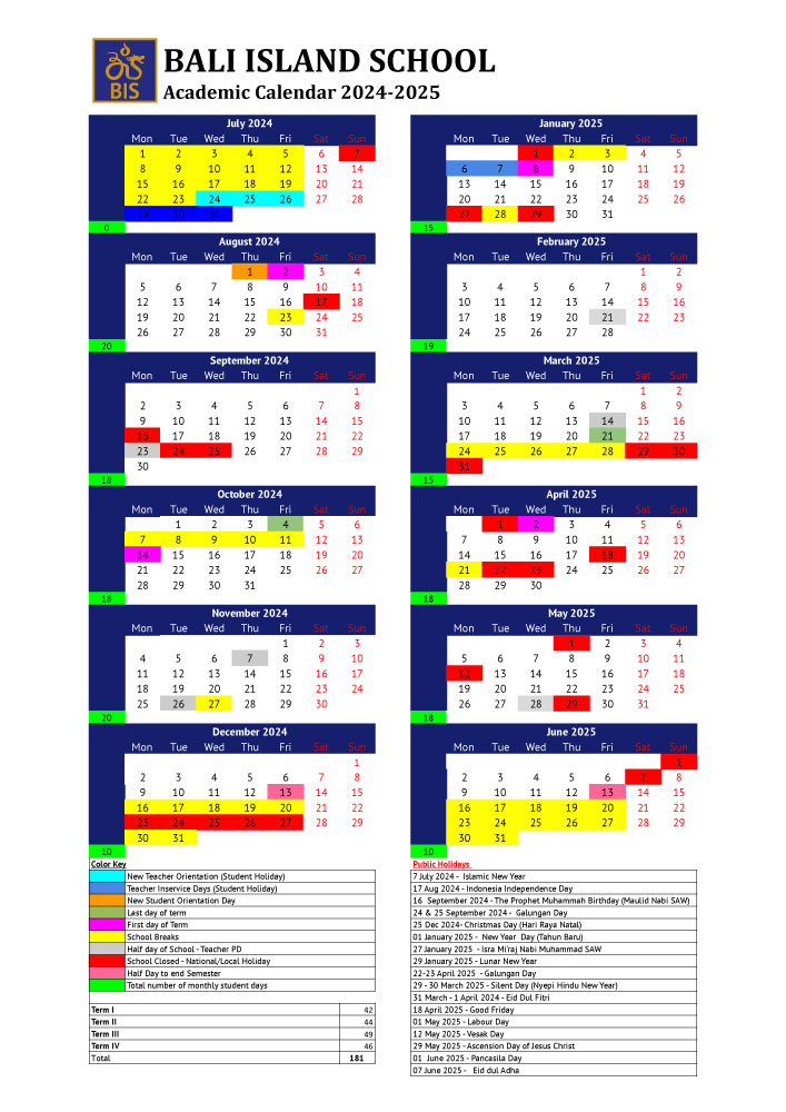 International School of Turin Calendar 2024-2025 [PDF]