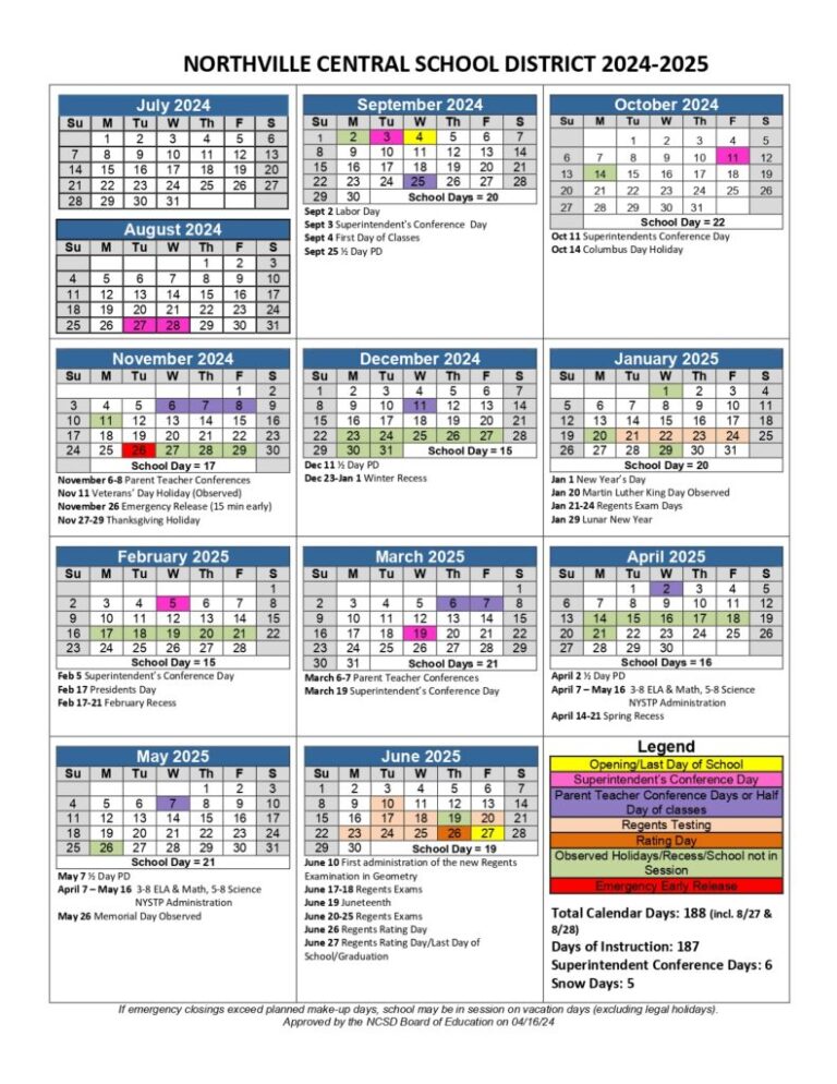 Northville Public Schools Calendar 2025-2026 [High Schools]